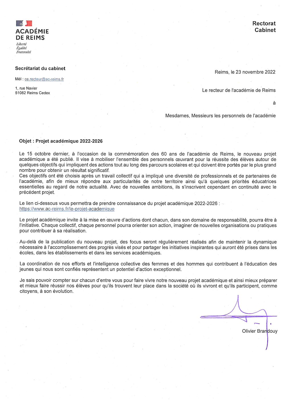 Projet académique jusqu'en 2026 - SNETAA-FO Reims